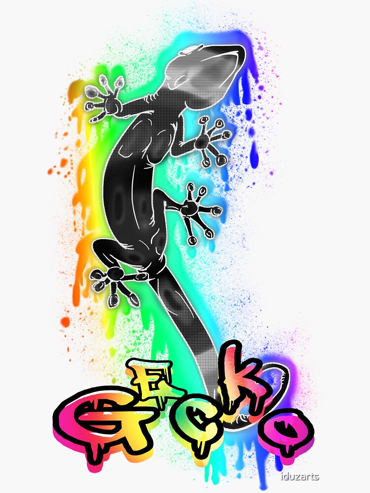 Pegatina for Sale con la obra «Black Graffiti Style Gecko en un símbolo ...