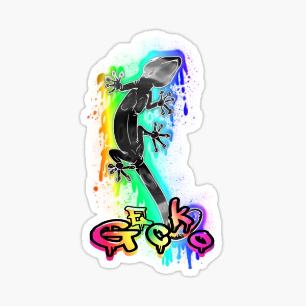 Pegatina for Sale con la obra «Black Graffiti Style Gecko en un símbolo ...