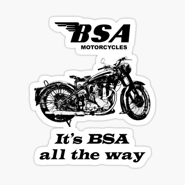 "BSA Motorcycle Retro Design Black and White" Sticker for Sale by ...
