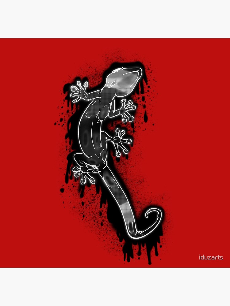 Lámina metálica «Black Graffiti Style Gecko sobre un símbolo de tinta ...