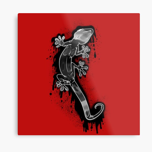 Lámina metálica «Black Graffiti Style Gecko sobre un símbolo de tinta ...