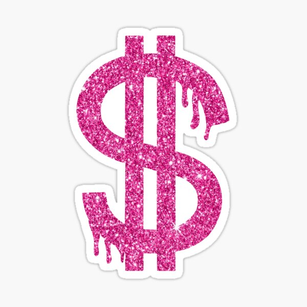 "Preppy pink glitter dollar sign" Sticker for Sale by Suusck | Redbubble