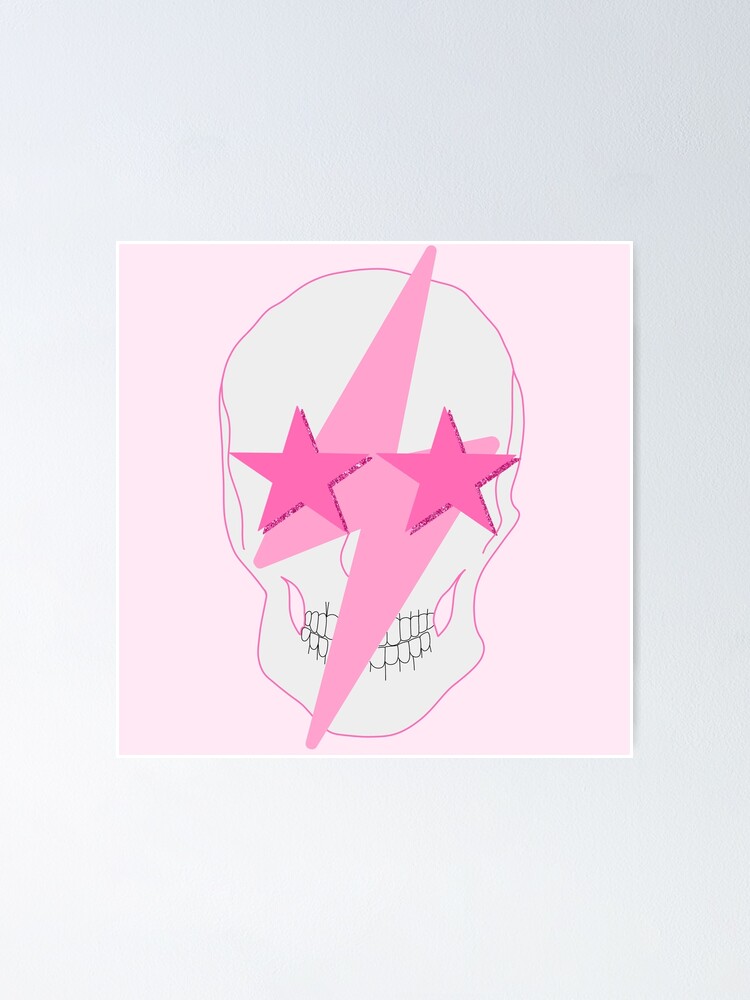 "Preppy skull with pink glitter" Poster for Sale by Suusck | Redbubble