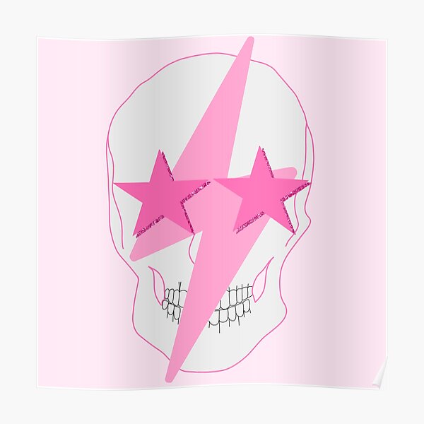 "Preppy skull with pink glitter" Poster for Sale by Suusck | Redbubble
