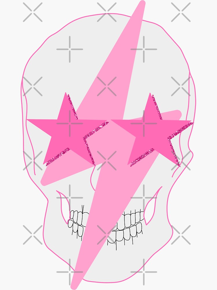 "Preppy skull with pink glitter" Sticker for Sale by Suusck | Redbubble