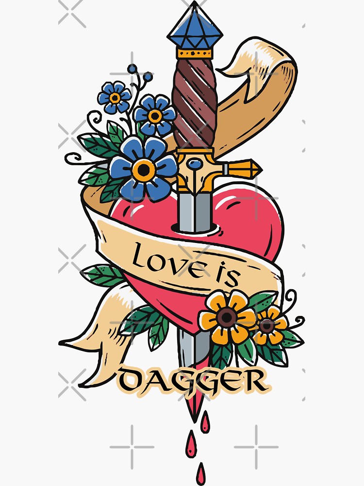 "Love Is Dagger - Flowers" Sticker for Sale by artdavidwilson | Redbubble
