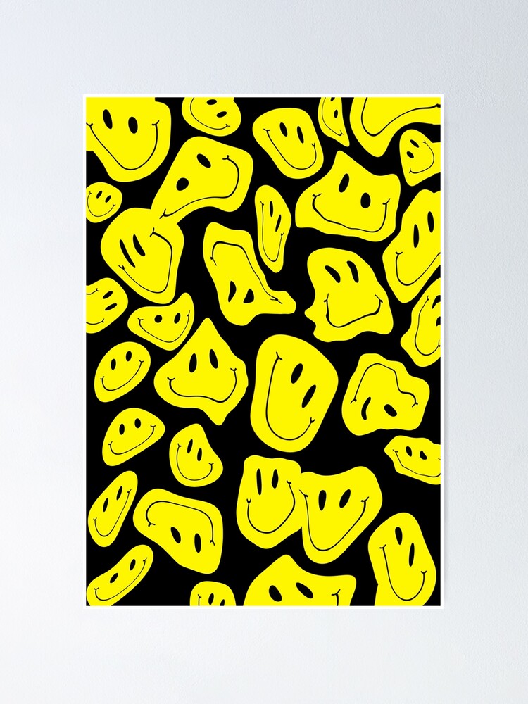 "Yellow Drippy Melting Smiley" Poster for Sale by andiegras | Redbubble
