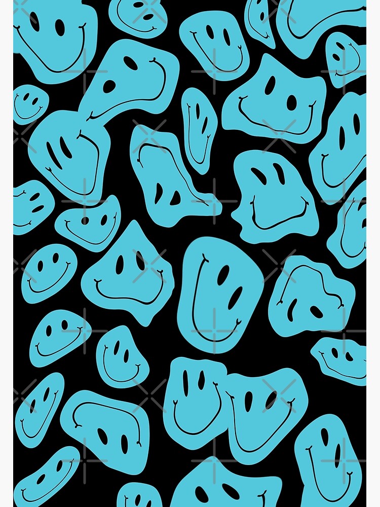 "Blue Drippy Melting Smiley" Poster for Sale by andiegras | Redbubble