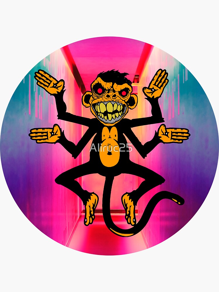 "Psycho Monkey Rave Party " Sticker for Sale by Aliruc25 | Redbubble
