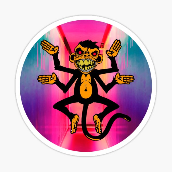 "Psycho Monkey Rave Party " Sticker for Sale by Aliruc25 | Redbubble