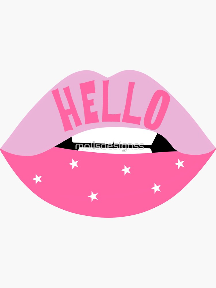 "hello lips" Sticker for Sale by mollsdesignss | Redbubble