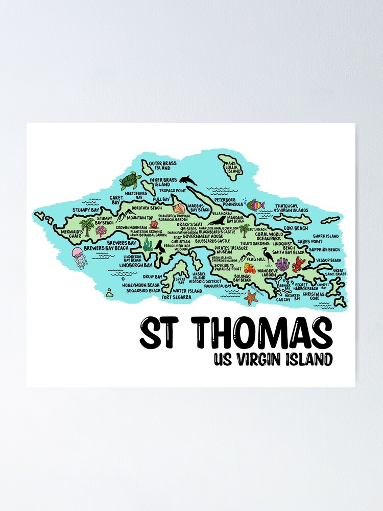 "St Thomas Map" Poster by fiberandgloss | Redbubble
