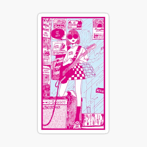 "Rock-Guitar Girl" Sticker for Sale by MehranZetzsche | Redbubble