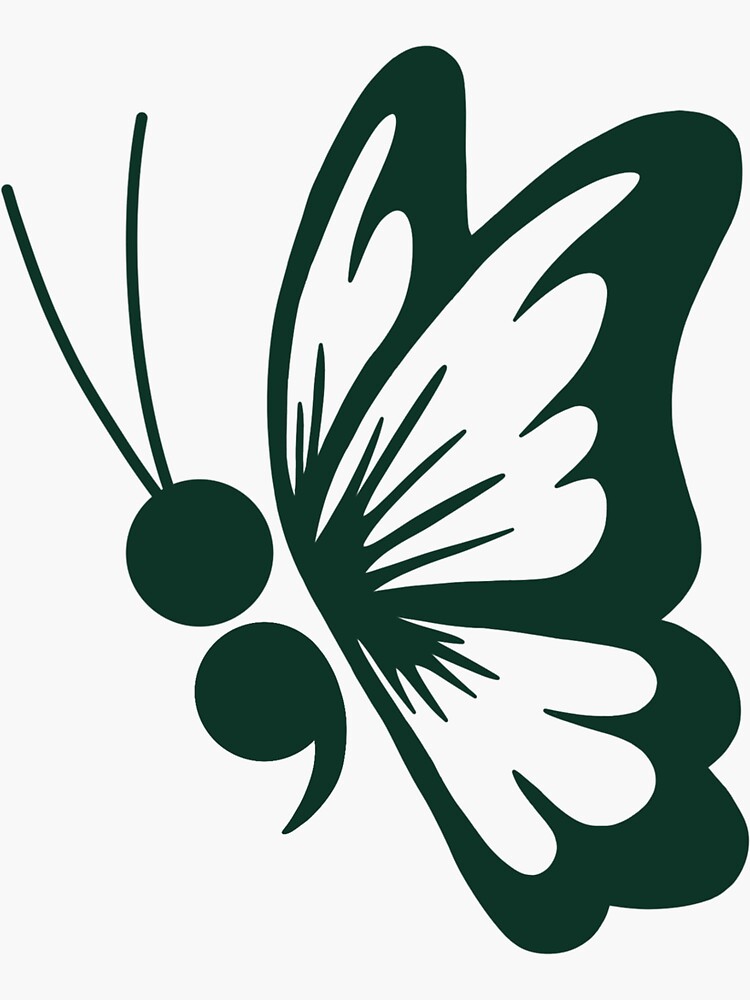 "suicide prevention semi-colon butterfly" Sticker for Sale by josdaly23 ...