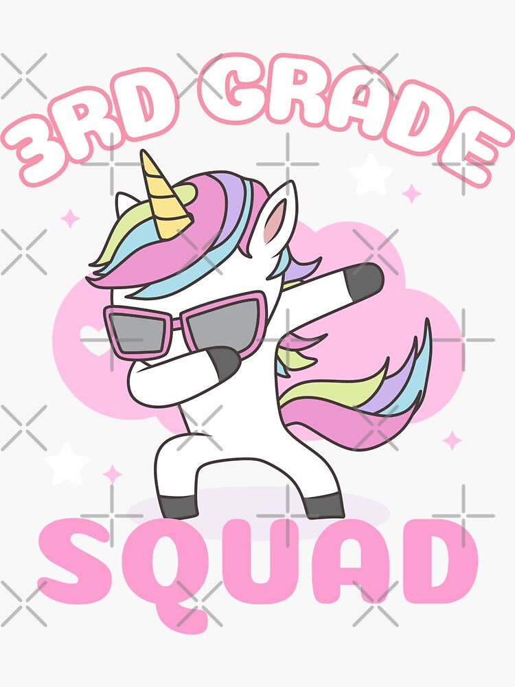 "Back To School 3rd Grade Dabbing Unicorn" Sticker for Sale by ...