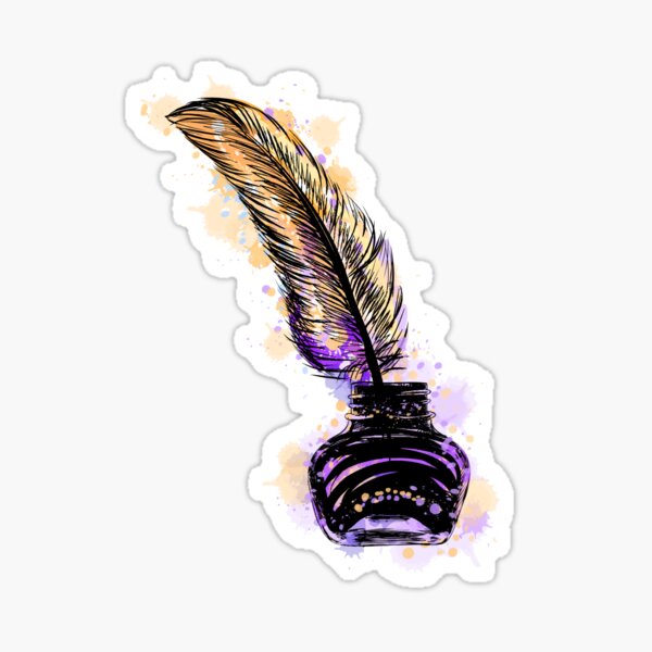 "Magical Hand Drawn Quill and Ink Dip Pen" Sticker for Sale by ...