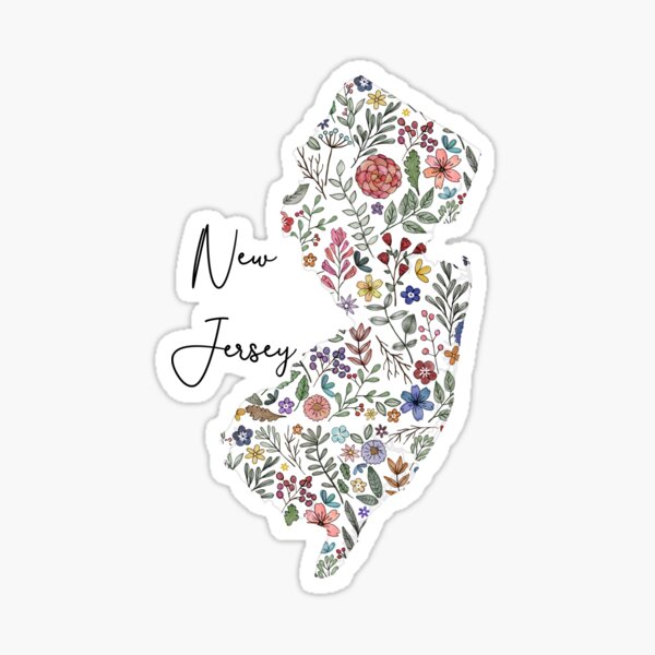 "Floral New Jersey" Sticker by Em0523 | Redbubble