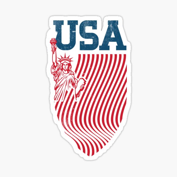 "Usa Flag with liberty statue" Sticker by Udens | Redbubble