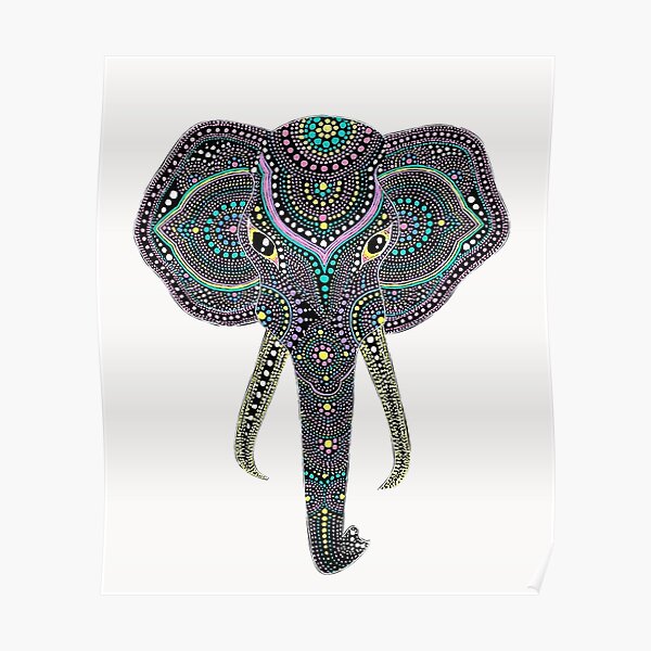 "Elephant dot painting Art" Poster by WaveOcean123 | Redbubble