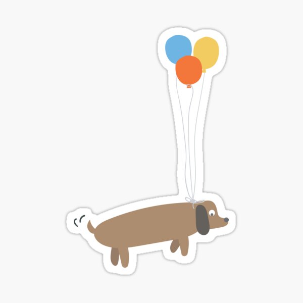 "Wiener Dog Floating With Balloons" Sticker for Sale by Spindriftmerch ...