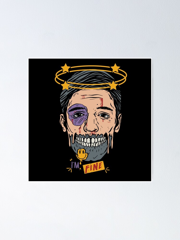 "Men Face Half Skull Illustration" Poster for Sale by Peekonet | Redbubble