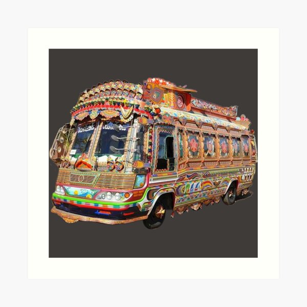 "Truck Art Unique Style Desi Touch - Pakistani Local Bus" Art Print for ...