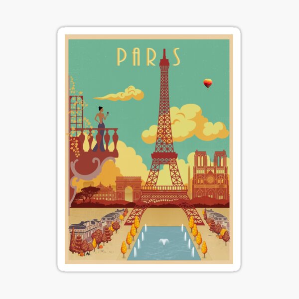 "Paris vintage poster" Sticker for Sale by paulrommer | Redbubble