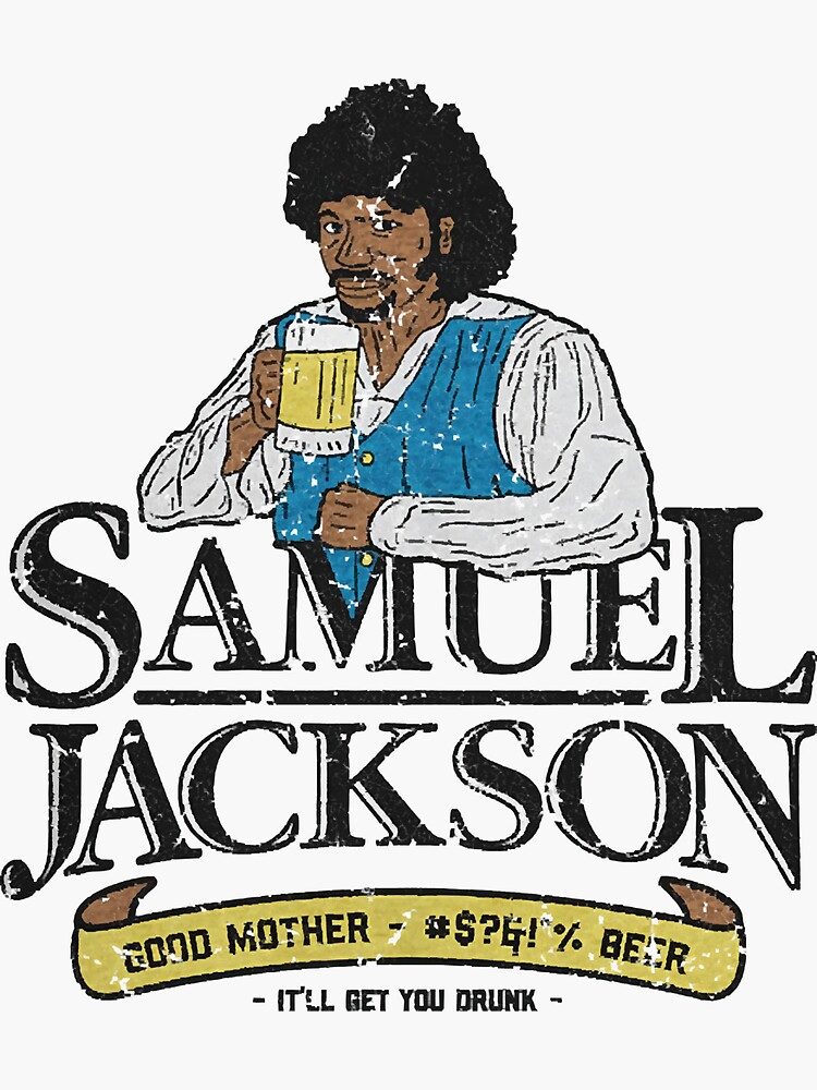 "SAMUEL JACKSON BEER RETRO " Sticker for Sale by FernetInaky15 | Redbubble