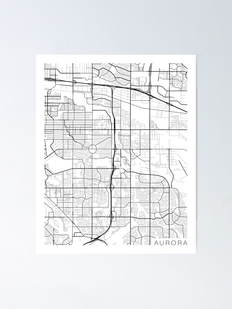 "Aurora Map, USA - Black and White" Poster for Sale by MainStreetMaps ...