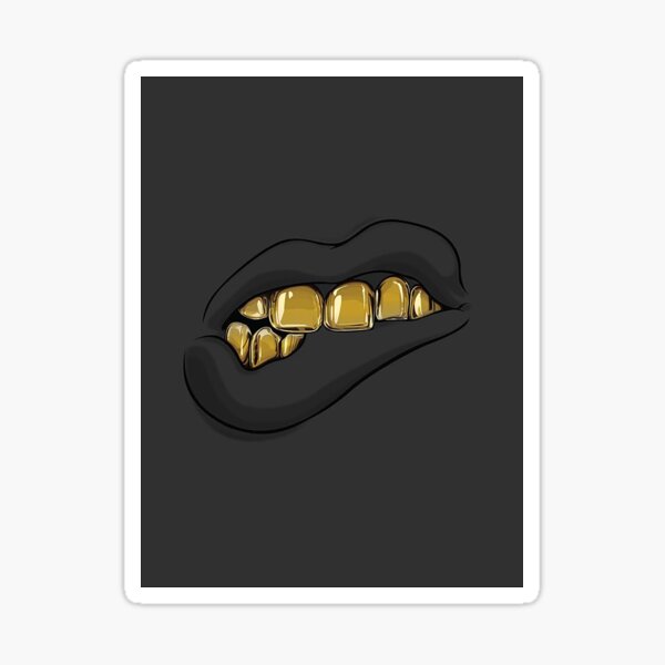 "Gold teeth, rapper, grills, teeth." Sticker by KetyKa | Redbubble