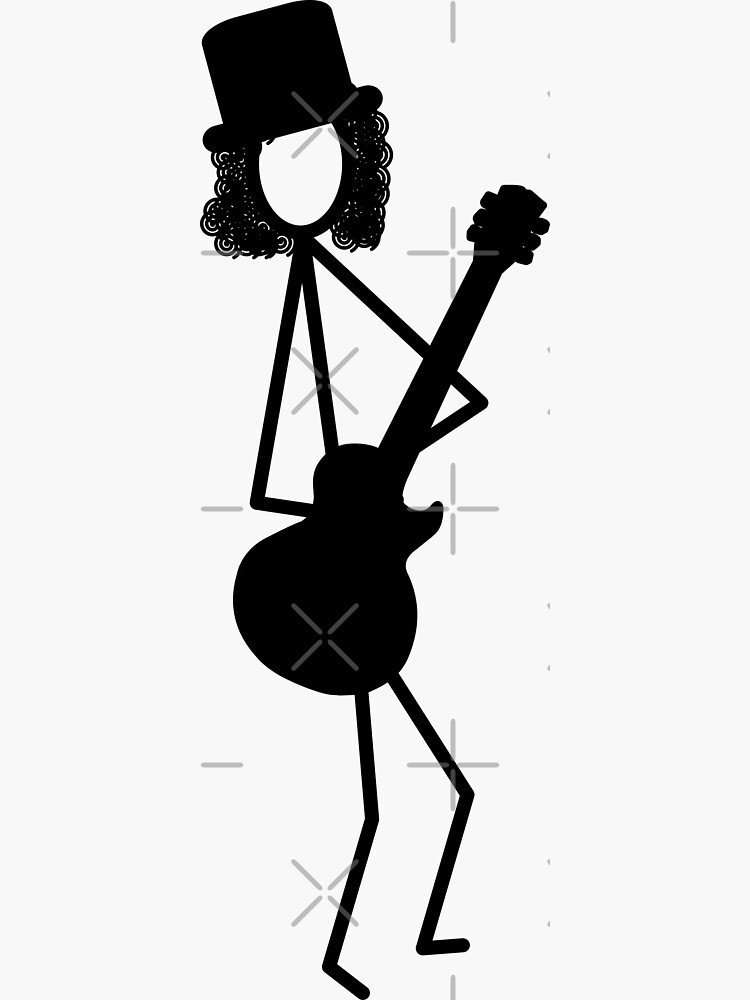 "Stickman Top Hat guitar hero rock star" Sticker for Sale by ...