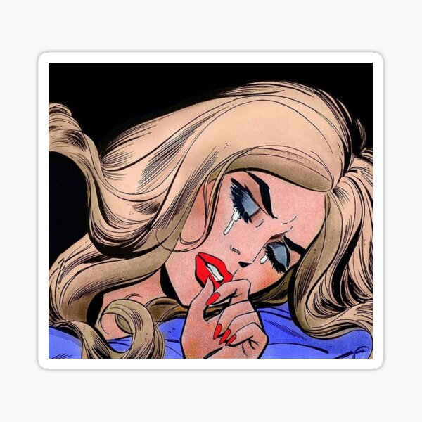 "crying girl " Sticker by Annetteschulze | Redbubble