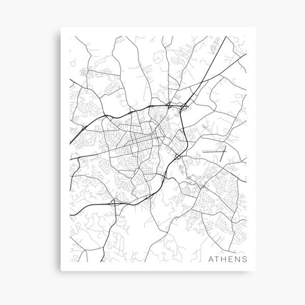 "Athens Map, USA - Black and White" Canvas Print by MainStreetMaps ...