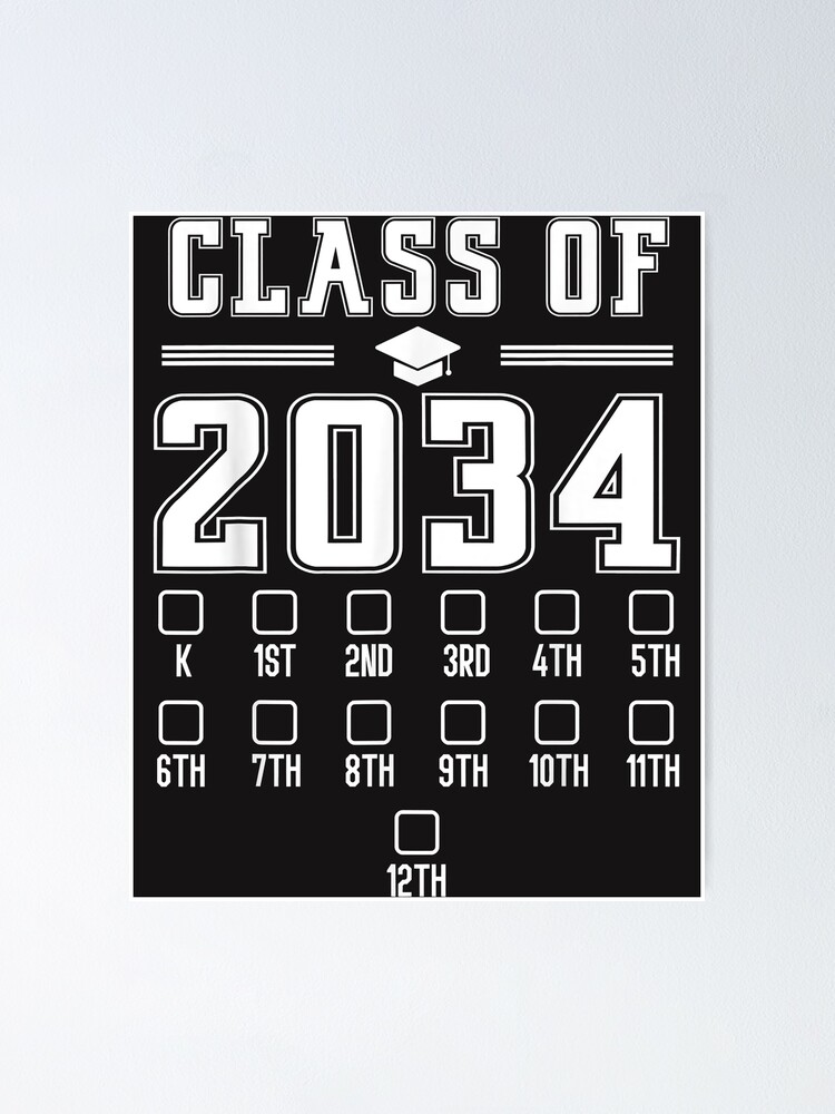 "Class of 2034 Grow With Me First Day of School Check Mark" Poster by ...