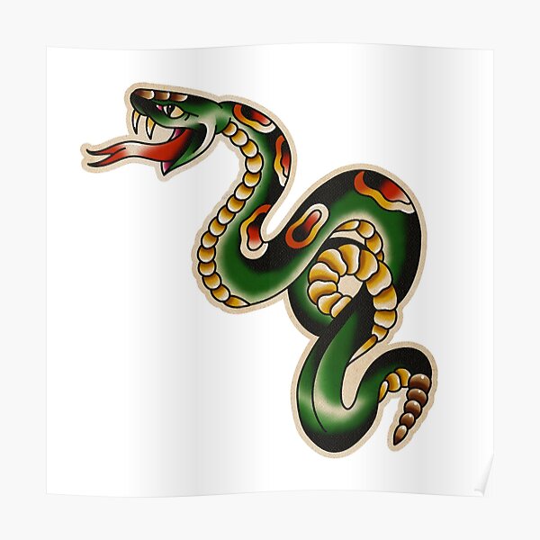 "Trad Snake" Poster for Sale by lowbredkustoms | Redbubble