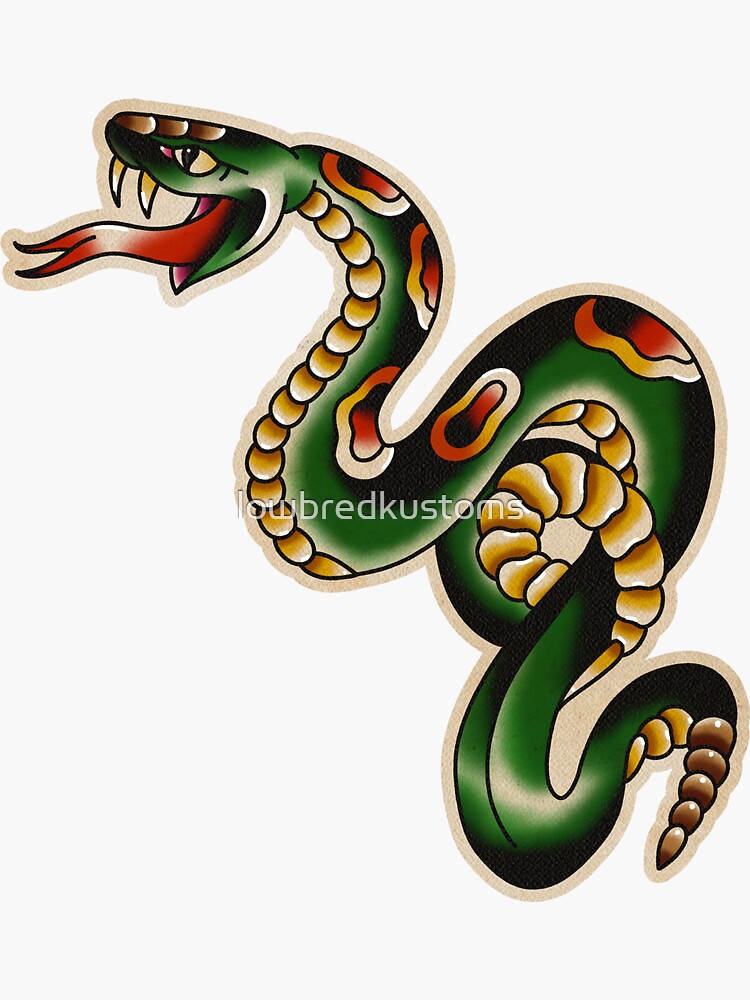 "Trad Snake" Sticker by lowbredkustoms | Redbubble