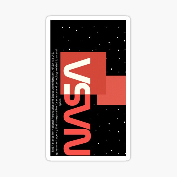 "RETRO NASA Worm Logo, Red White Design. Star Background" Sticker for ...