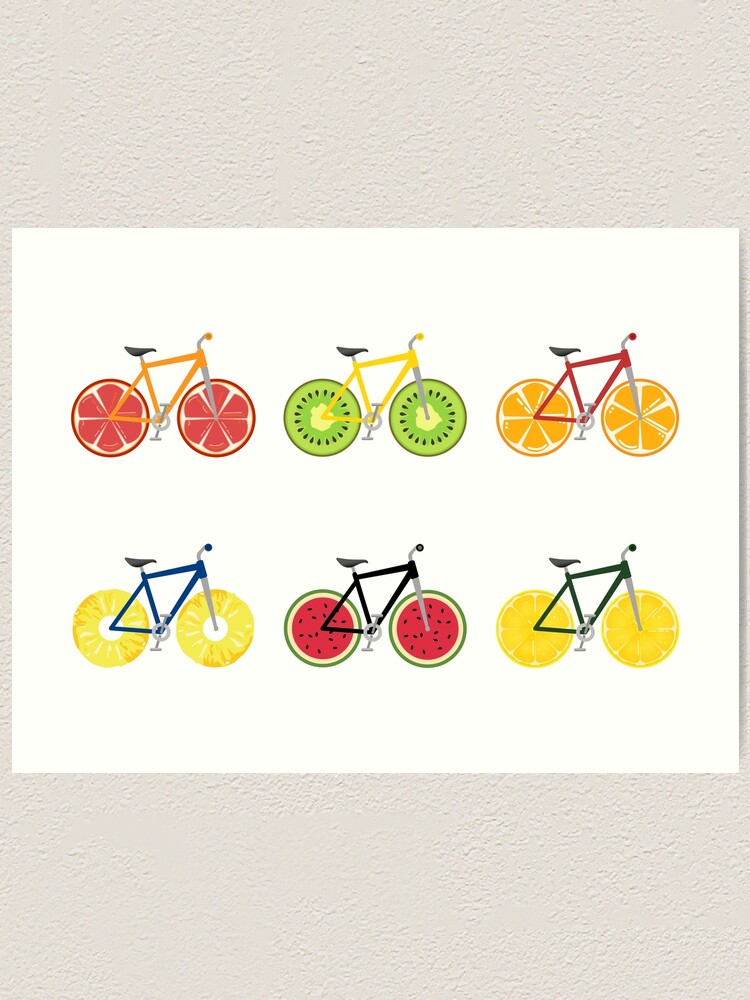 "MTB Cycling Fruit Wheels For Bike Lovers And Cyclists" Art Print for ...