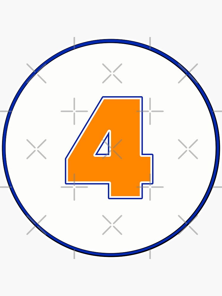 "Vintage Style Race Number 4 Orange and Blue" Sticker by ezio68designs ...