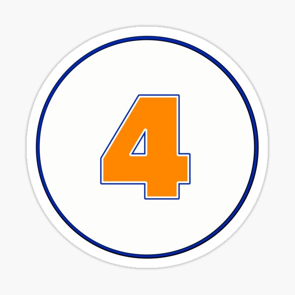 "Vintage Style Race Number 4 Orange and Blue" Sticker by ezio68designs ...