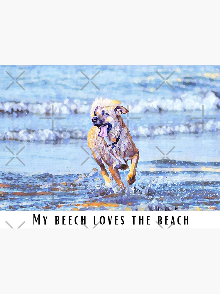 "Copy of My Beech Loves the Beach Yellow Lab Curr Funny Abstract Dog ...