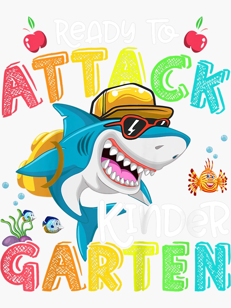"Ready To Attack Kindergarten Shark Back To School Boys.png" Sticker ...