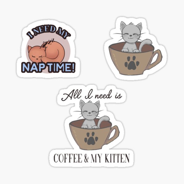 "Cute Cat Coffee pack" Sticker by Tshirtay | Redbubble