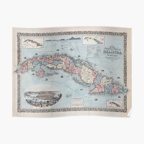 "Old Cuba Map (1868) Vintage Cuban Island Atlas" Poster for Sale by ...