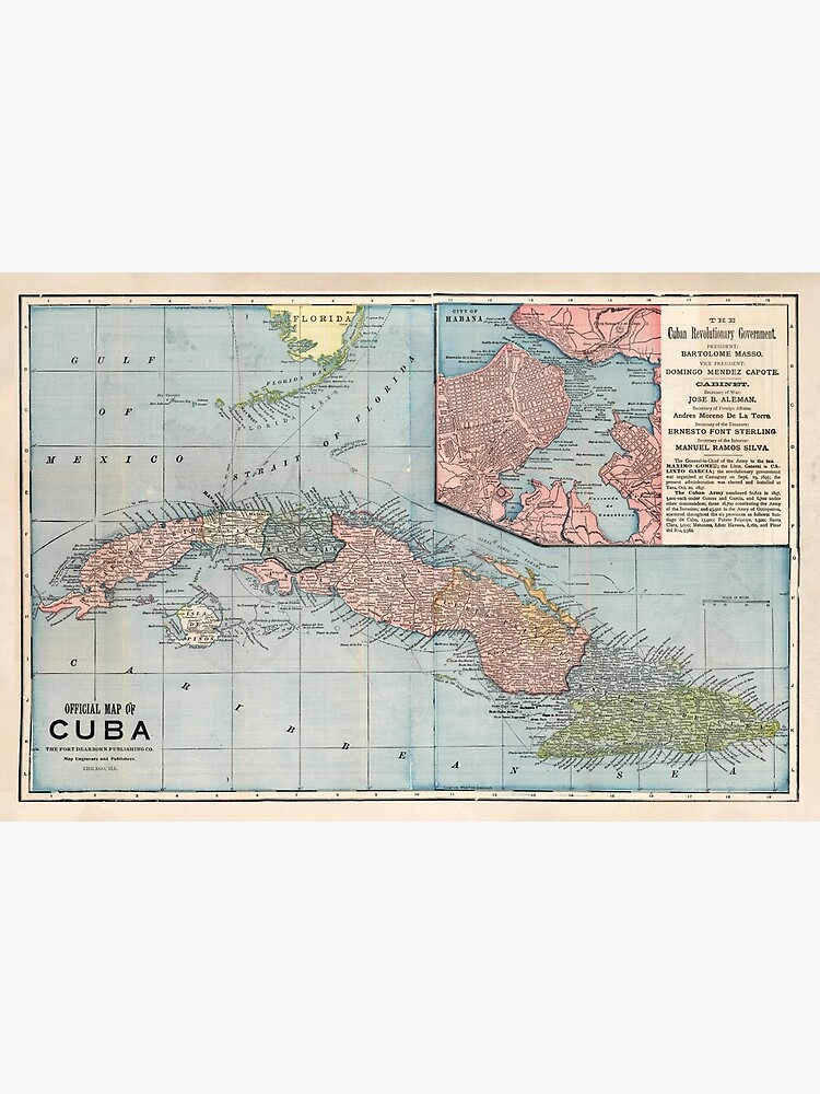 "Old Cuba Map (1899) Vintage Cuban Isle Atlas" Poster by BravuraMedia ...