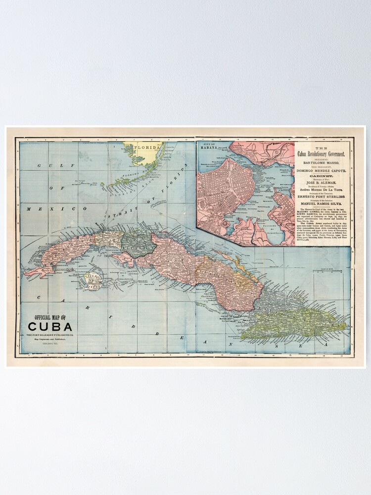 "Old Cuba Map (1899) Vintage Cuban Isle Atlas" Poster by BravuraMedia ...