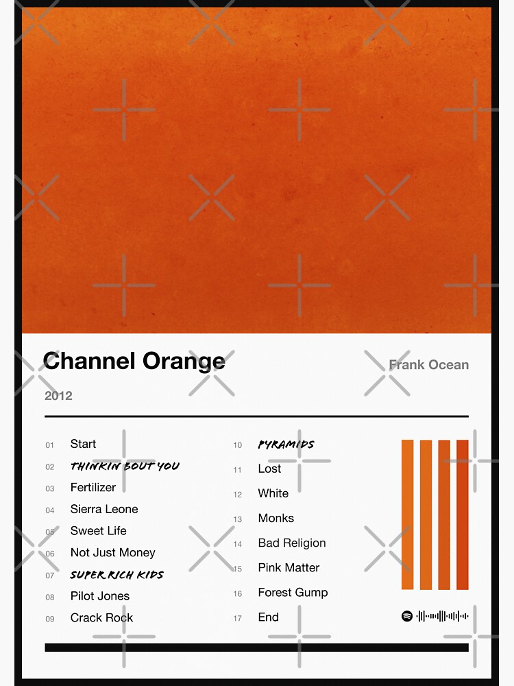 "Channel Orange Tracklist" Sticker for Sale by FANTANAMOBAY | Redbubble