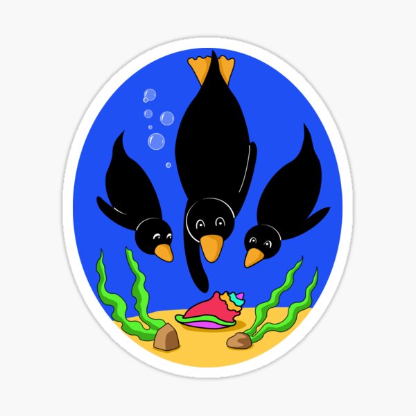 "Diving Penguins" Sticker for Sale by DLawsonDesigns | Redbubble