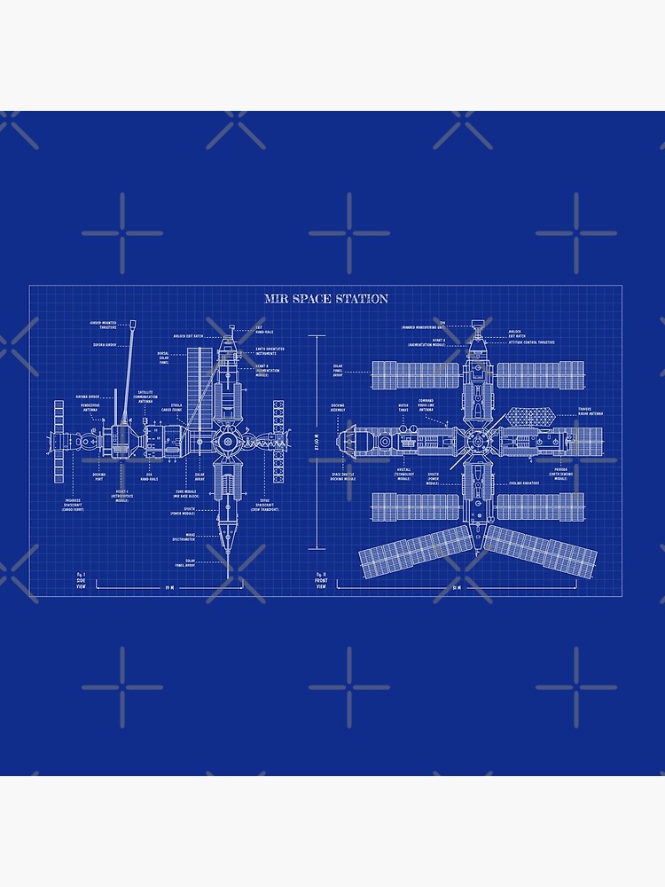 Acrylblock for Sale mit "Mir Space Station (Blueprint)" von BLUE GALAXY ...