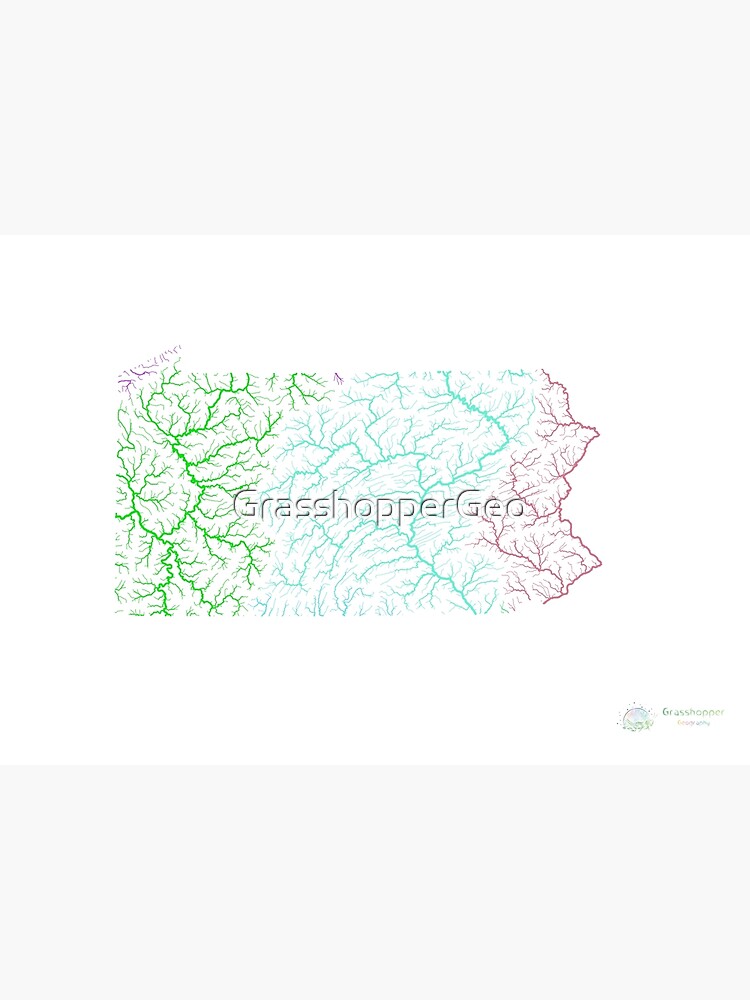 "Pennsylvania River Basin Map in Rainbow Colours with White Background ...